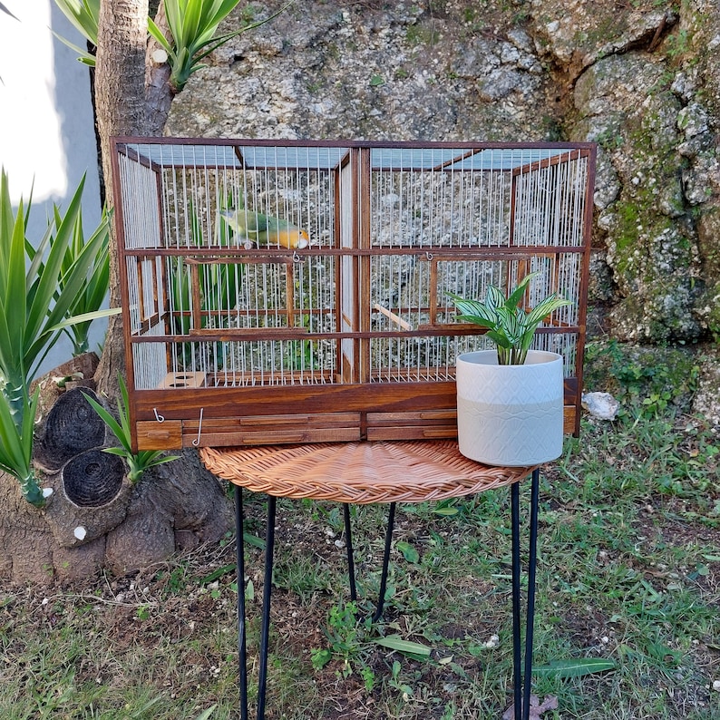 Large Rectangular Bird Cage Old Brown / Handmade Cage / Canary - Etsy
