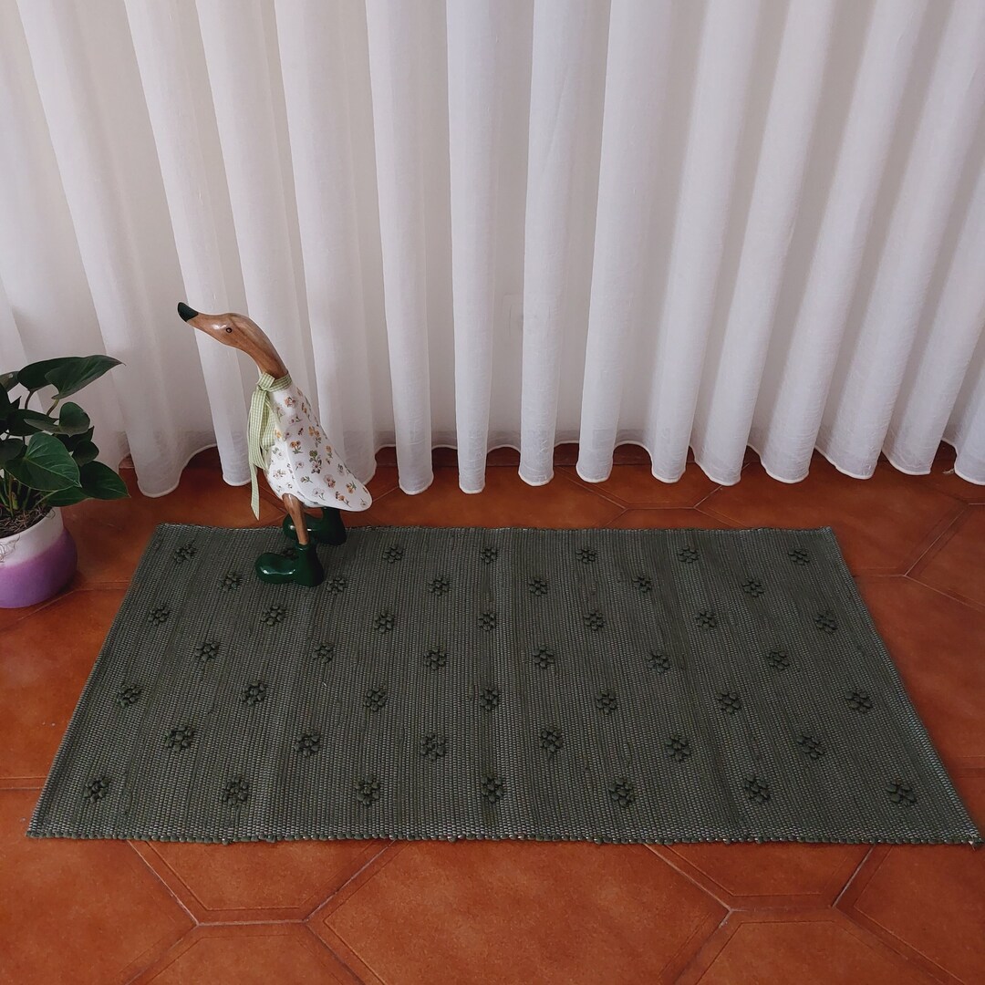 Small Dark Sage Green Rug / Bathroom Rug / Bedside Rug / Kitchen Rug ...
