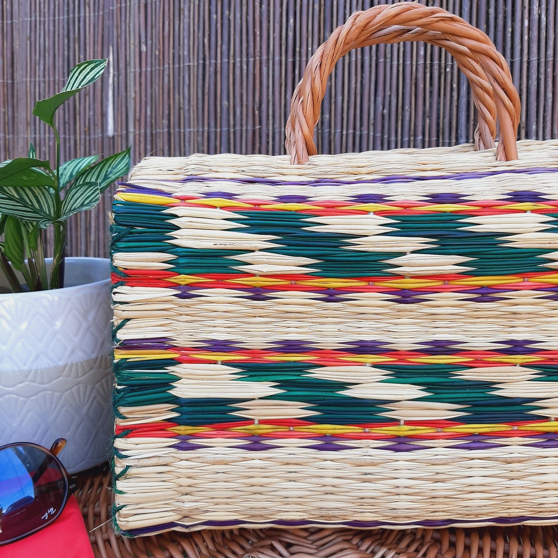 Multicolor Bag / Reed Straw Bag / Summer Bag / Woman Bag / - Etsy