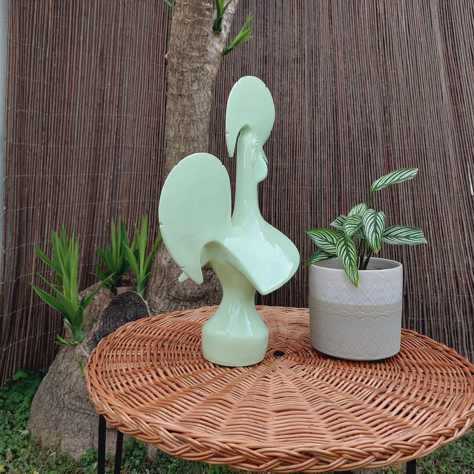 Extra Large Ceramic Rooster / Mint Green Rooster / Portuguese Rooster ...