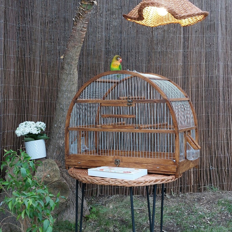 Large Oval Bird Cage Full Handmade / Brown Rustic Cage / - Etsy