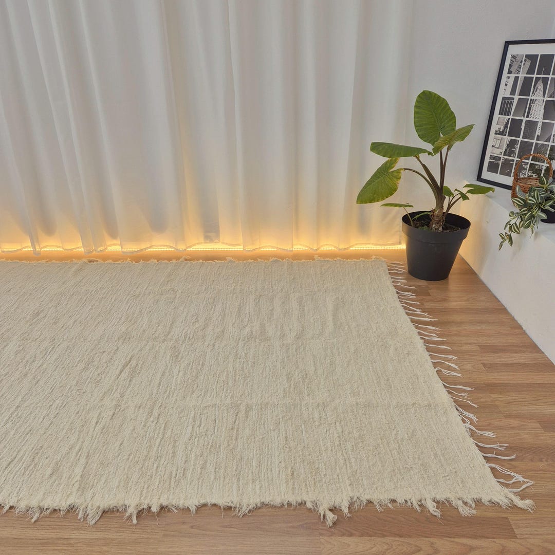 Extra Large Cream Rug 170x240cm / Recycled Materials Rug / Super Soft ...