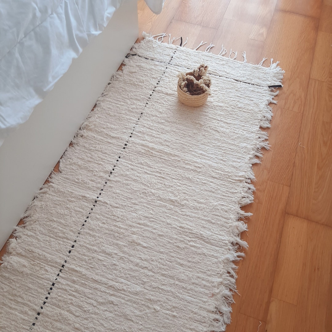 Runner Rug Cream With Black Line L 200cm / Kitchen Rug / Rug Runner ...