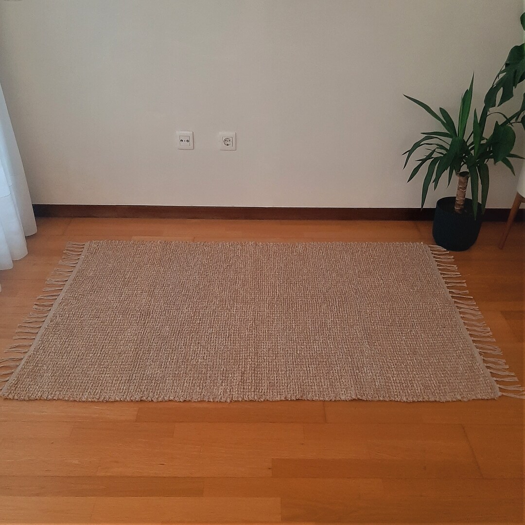 Large Rug Light Brown and Jute Rug 100x150cm / Area Rug / Scandinavian ...