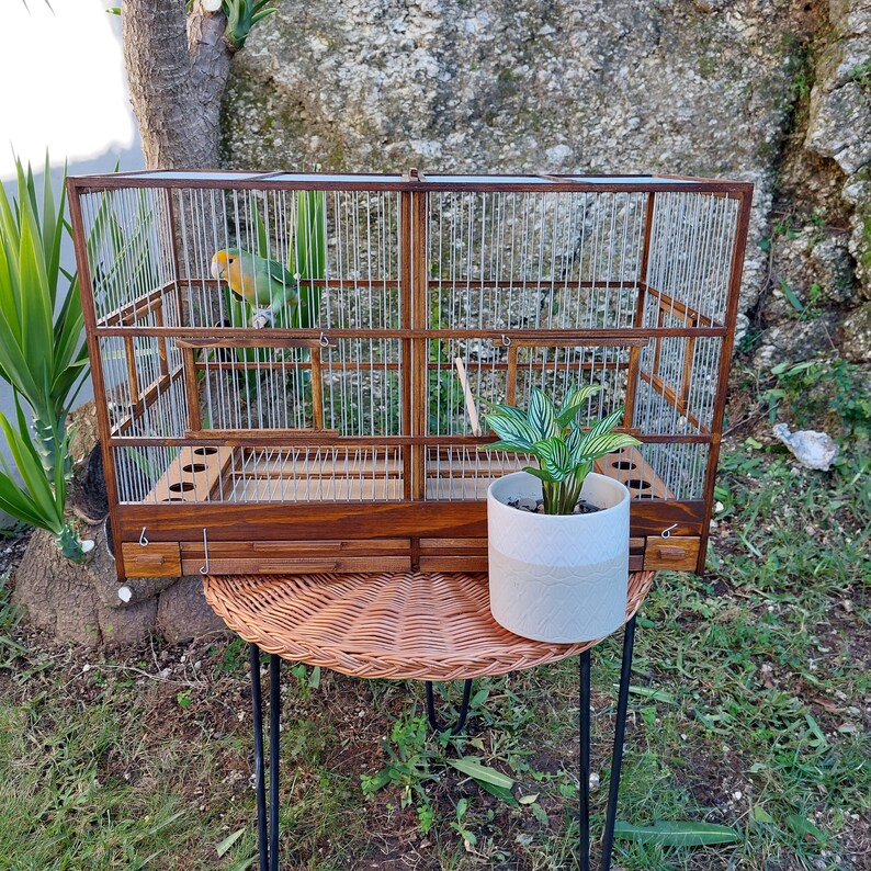 Large Rectangular Bird Cage Old Brown / Handmade Cage / Canary - Etsy