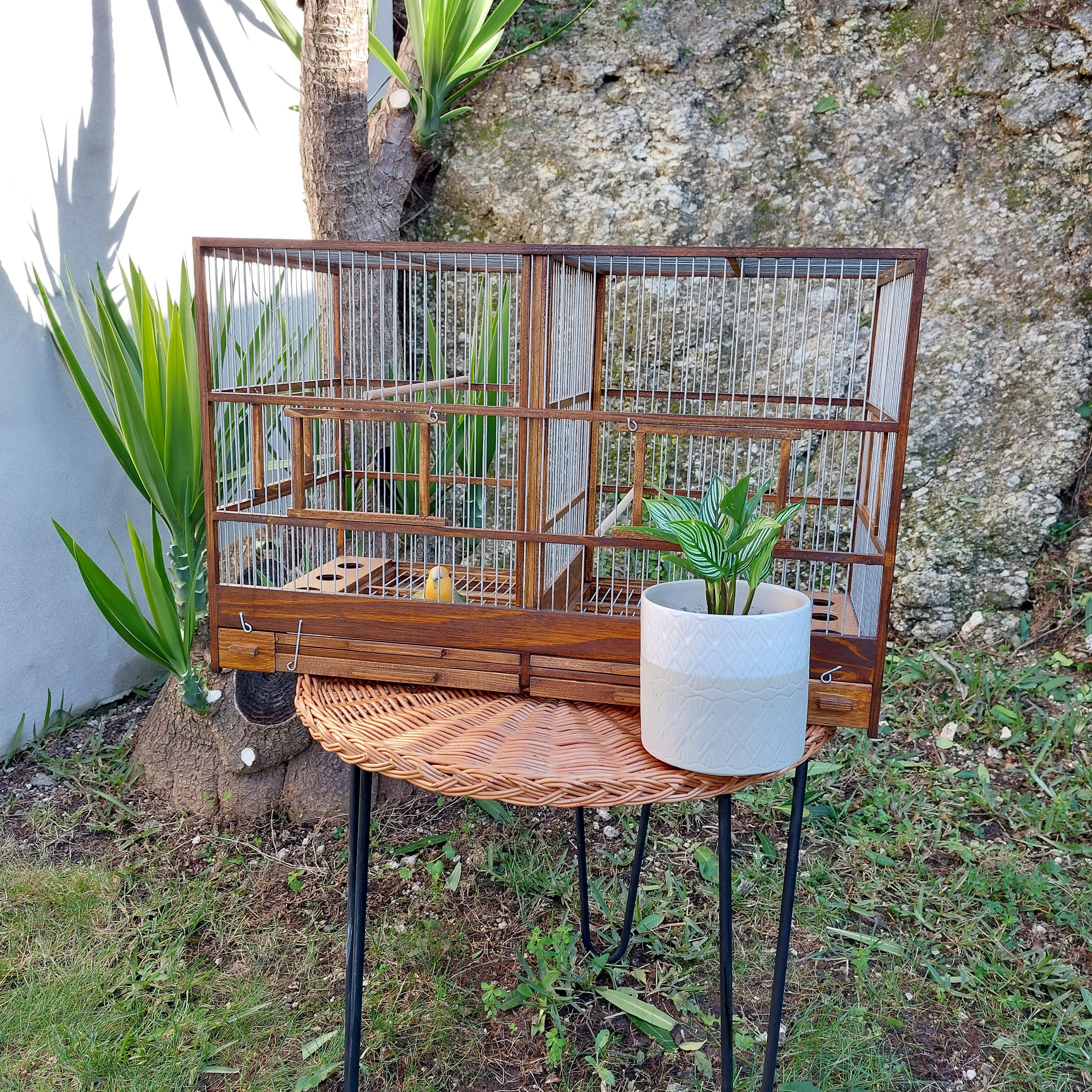 Large Rectangular Bird Cage Old Brown / Handmade Cage / Canary Cage ...