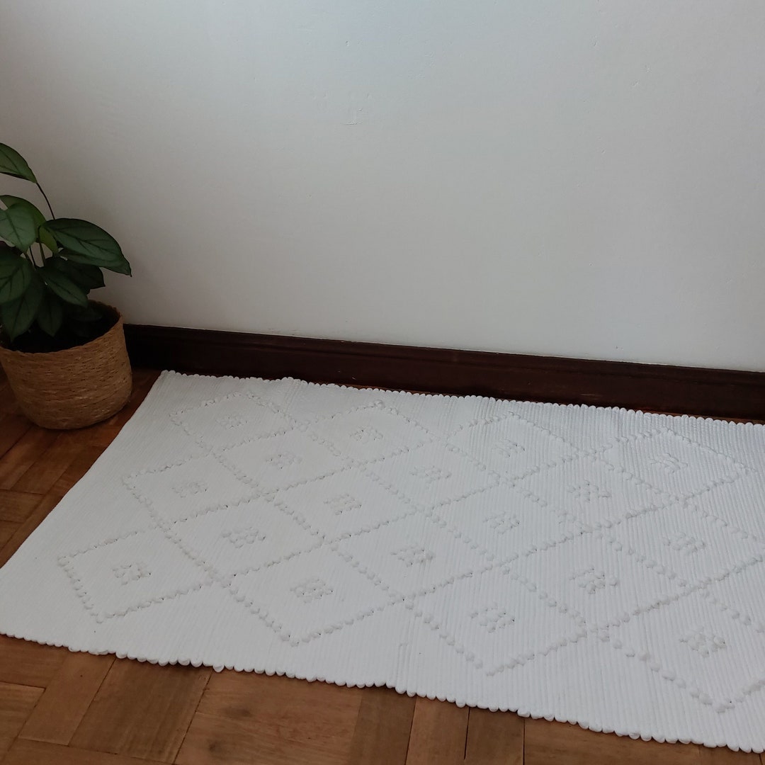 Small White Rug / Bedside Rug / Bath Rug / Nursery Rug / Handwoven Rug ...