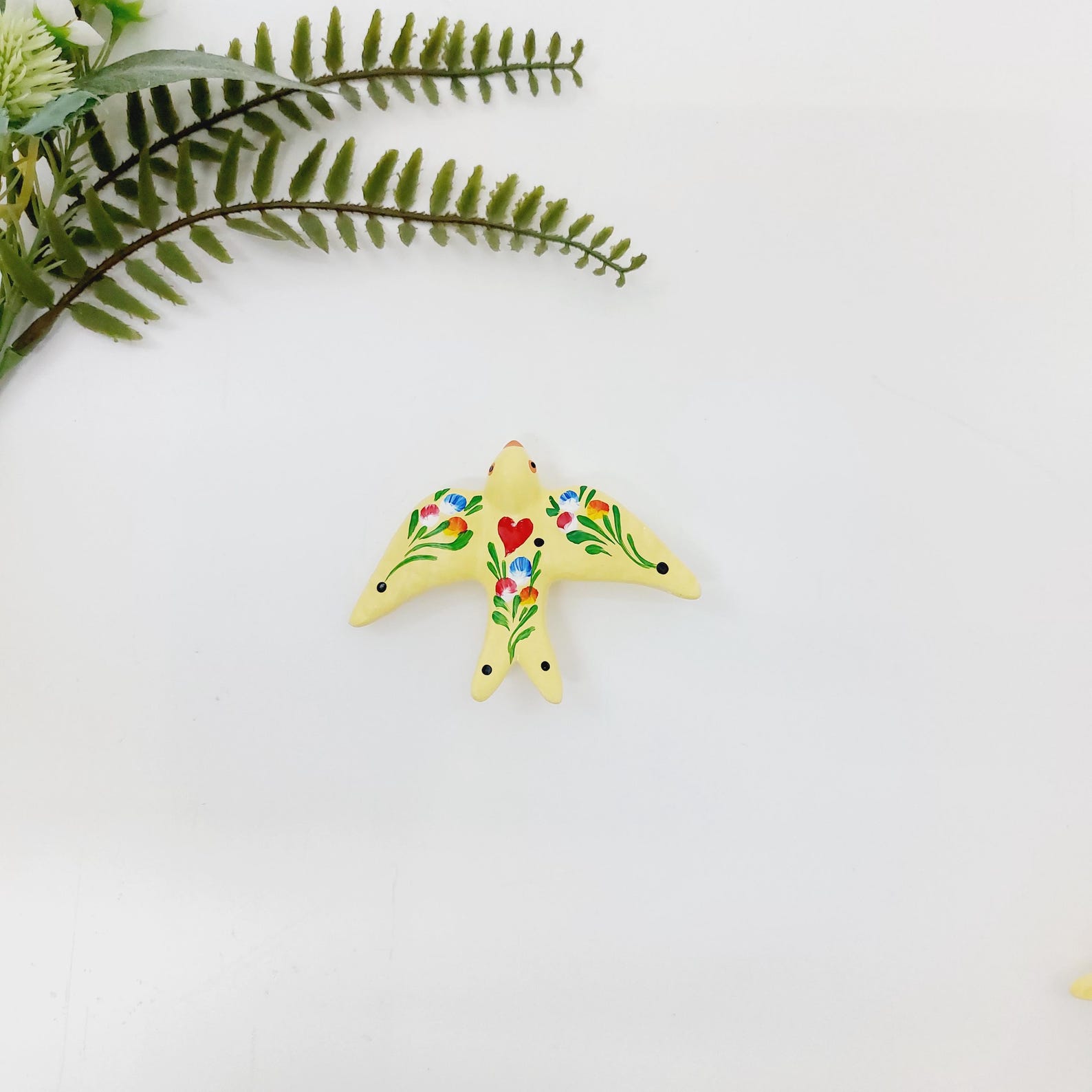 Ceramic Yellow Bird With Hearts / Ceramic Handmade / Ceramic Bird ...