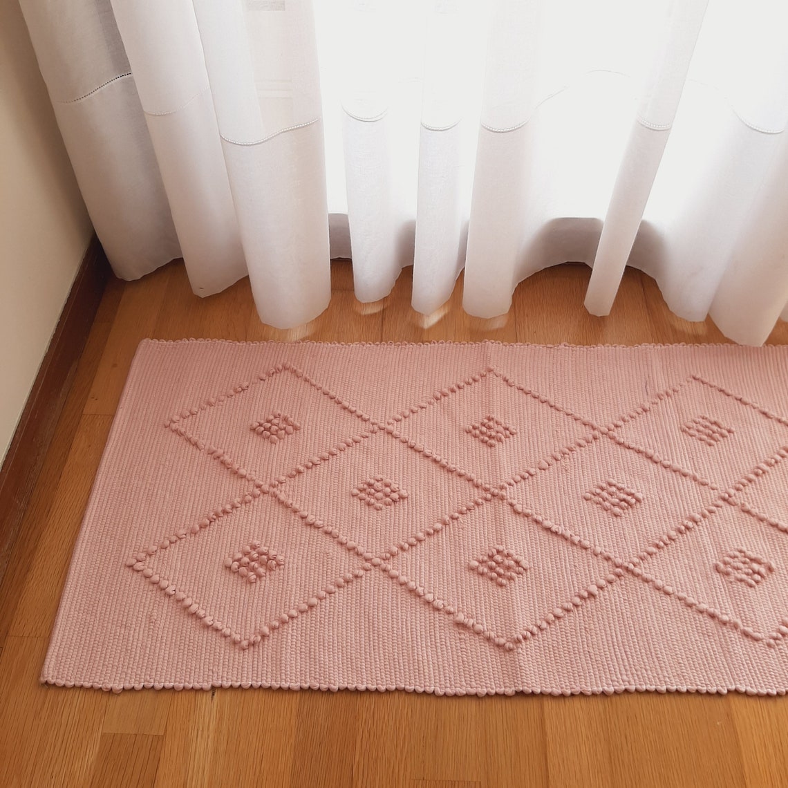 Small Sage Pink Rug / Handmade Rug / Cotton Rug / Bathroom Rug ...