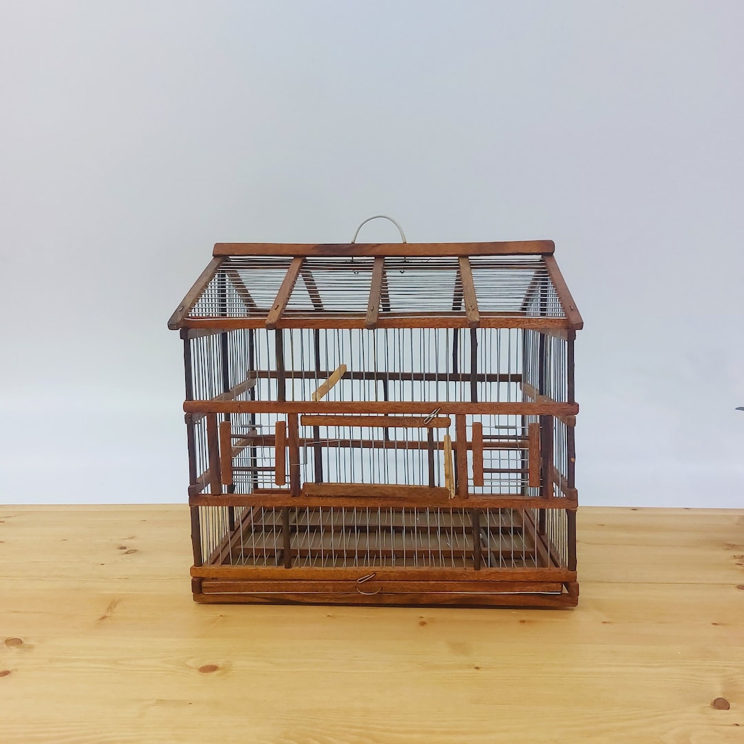 Dark Wood Bird Cage / Rustic Cage / Handmade Bird Cage / Canary Cage ...