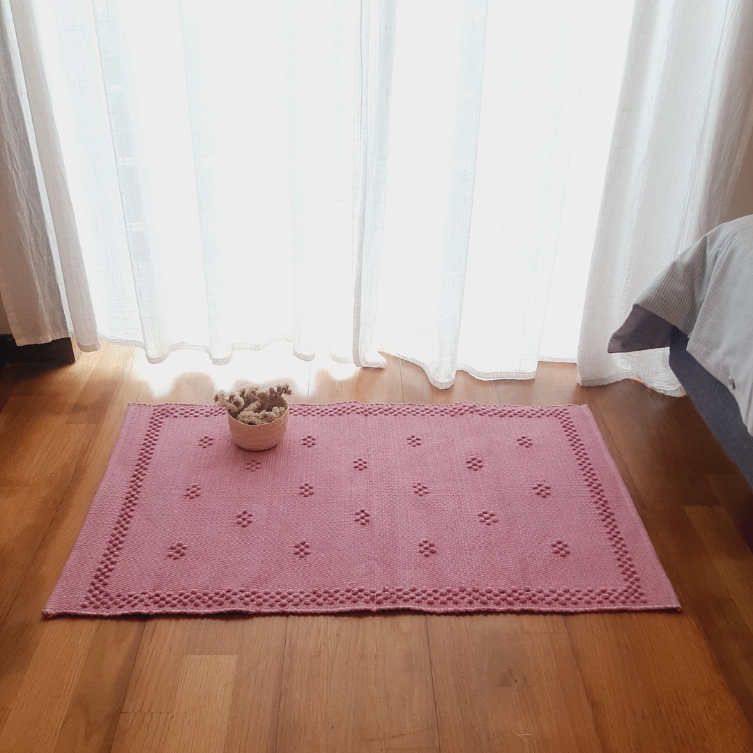 Small Pink Rug / Bath Mat / Bedside Rug / Recycled Cotton Rug / Nursery ...