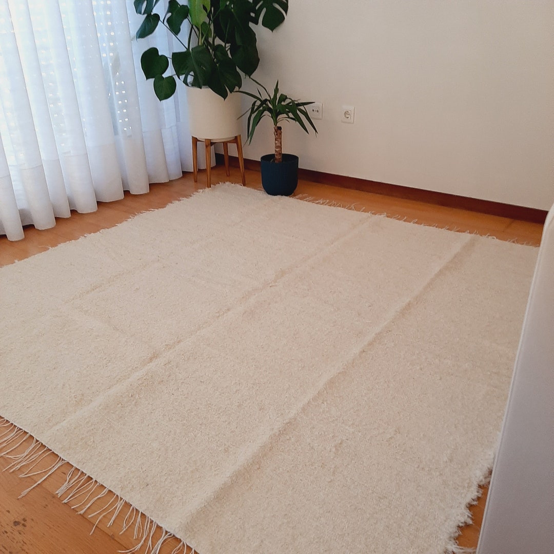 Large Cream Rug 200x200cm/ Nursery Rug / Cotton Rug / Living Room Rug ...