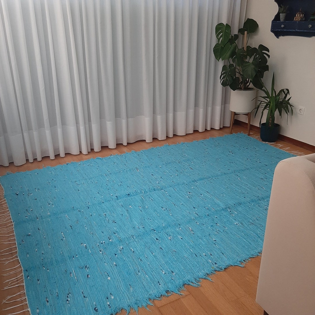 Extra Large Blue Rug 200x300cm / Color Rug / Soft Rug / Cotton Rug ...