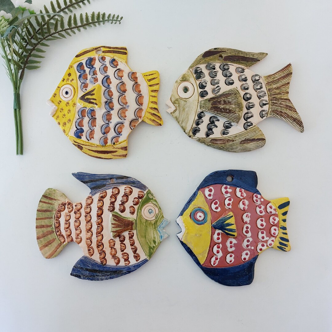 Large Glazed Ceramic Fish / Pottery Fish / Handmade Fish / Portuguese ...