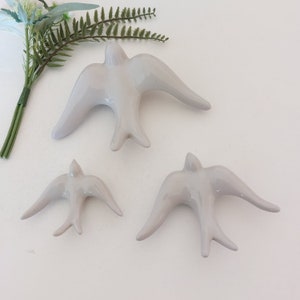 Glazed Light Grey Swallows / Bird Ornament / Ceramic Bird / Ceramic ...
