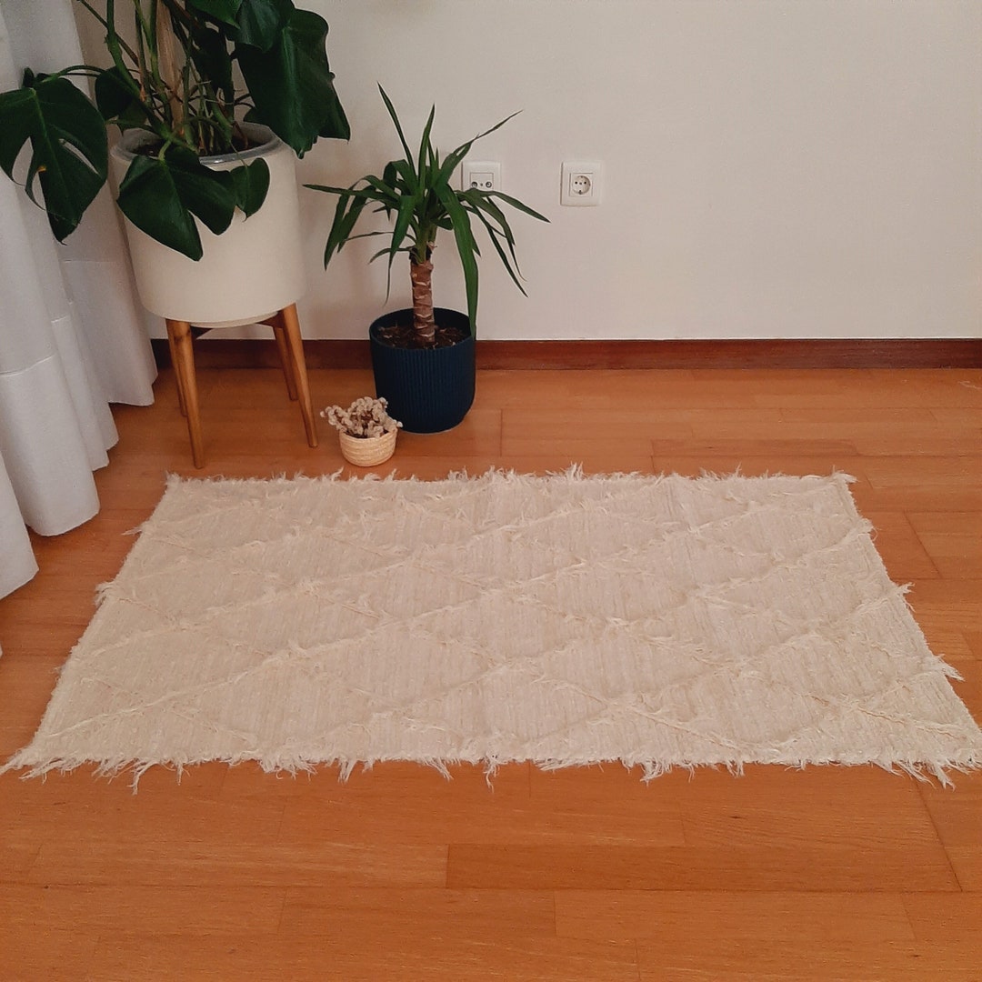 Medium Cream Diamond Rug / Cotton Rug / Super Soft Rug/ - Etsy