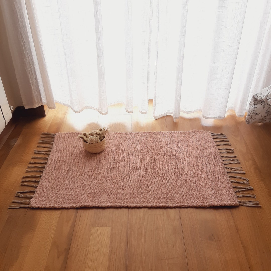 Mini Pastel Pink Rug / Handwoven Rug / Entry Rug / Bathroom Rug / Bath ...
