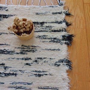 Runner Cream and Black Rug 200cm / Handmade Rug / Kitchen Rug / Runner ...