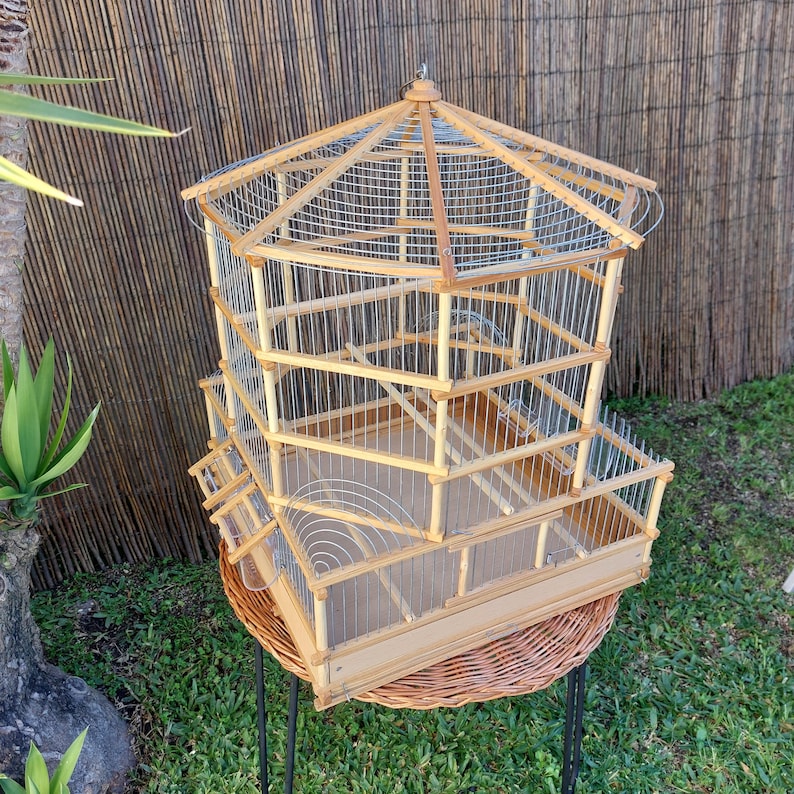 Natural Vintage Bird Cage / Handmade Bird Cage / Rustic Cage / Canary ...