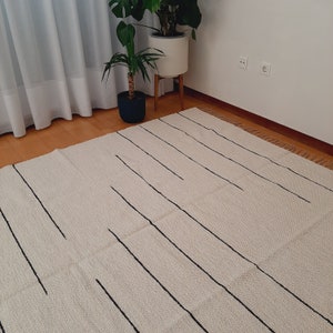 Extra Large Cream and Black Rug 300x200cm/ Dinning Room Rug / Modern ...