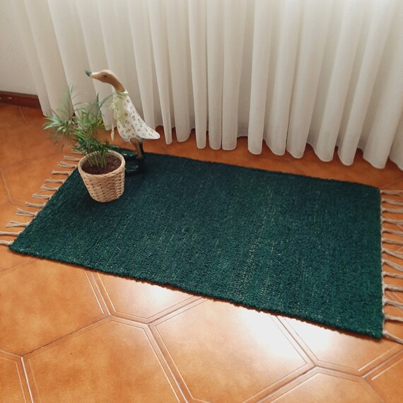 Small Dark Green Soft Rug / Handmade Rug / Cotton Rug / Rustic - Etsy