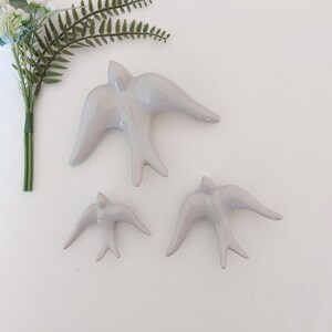 Glazed Light Grey Swallows / Bird Ornament / Ceramic Bird / Ceramic ...