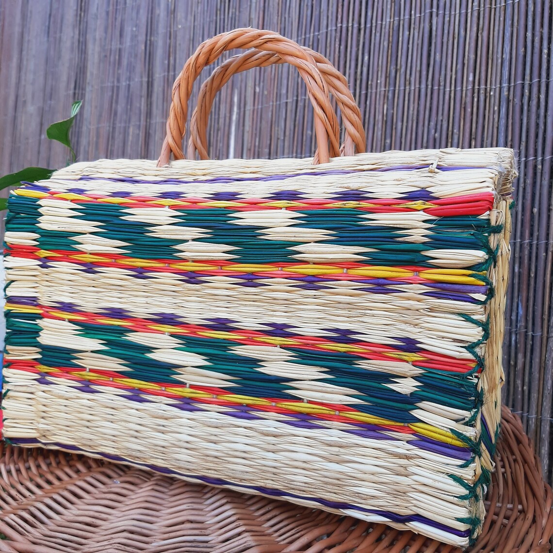 Multicolor Bag / Reed Straw Bag / Summer Bag / Woman Bag / - Etsy