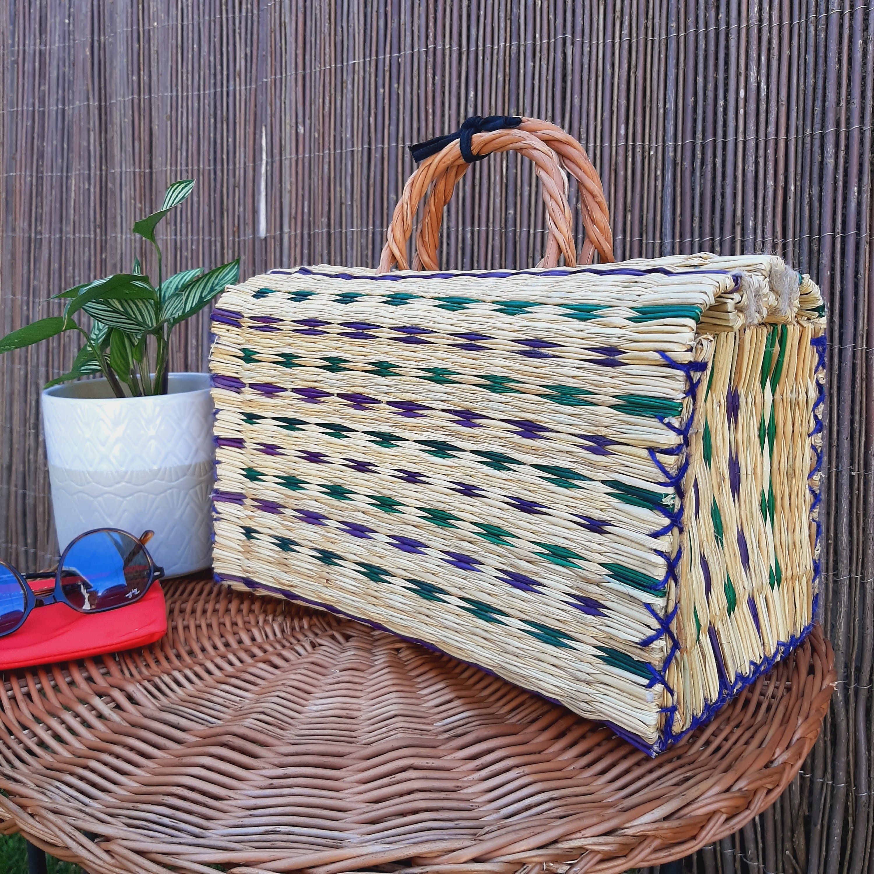 Straw Reed Bag / Summer Bag / Straw Basket / Colorful Basket - Etsy ...