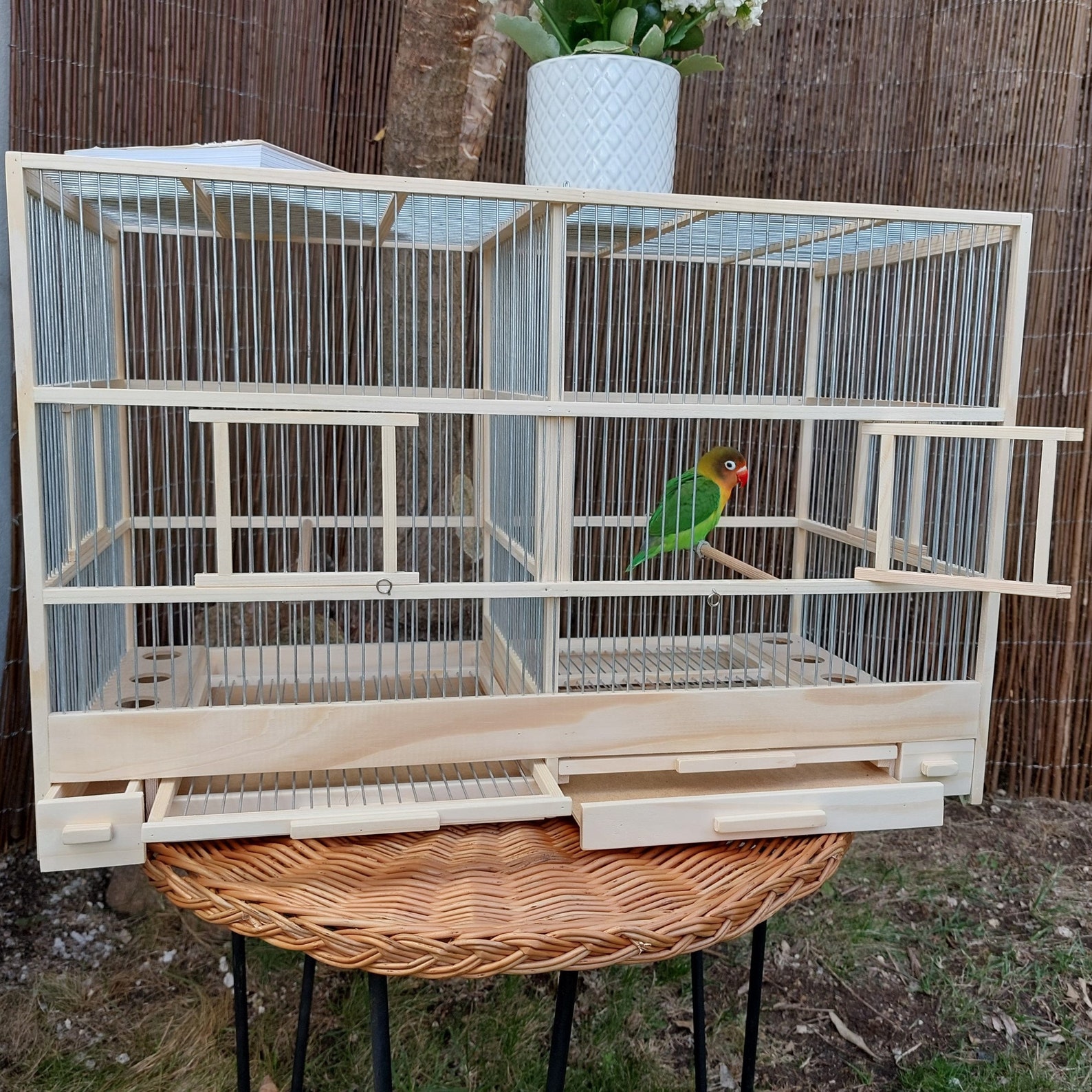 Large Rectangular Bird Cage Full Handmade / Wood Bird Cage / Decorative ...