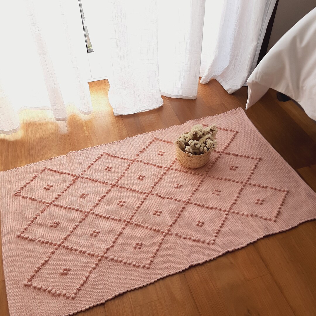 Small Pink Rose Rug/ Rag Rug / Bathroom Rug / Bedside Rug / Front Door ...