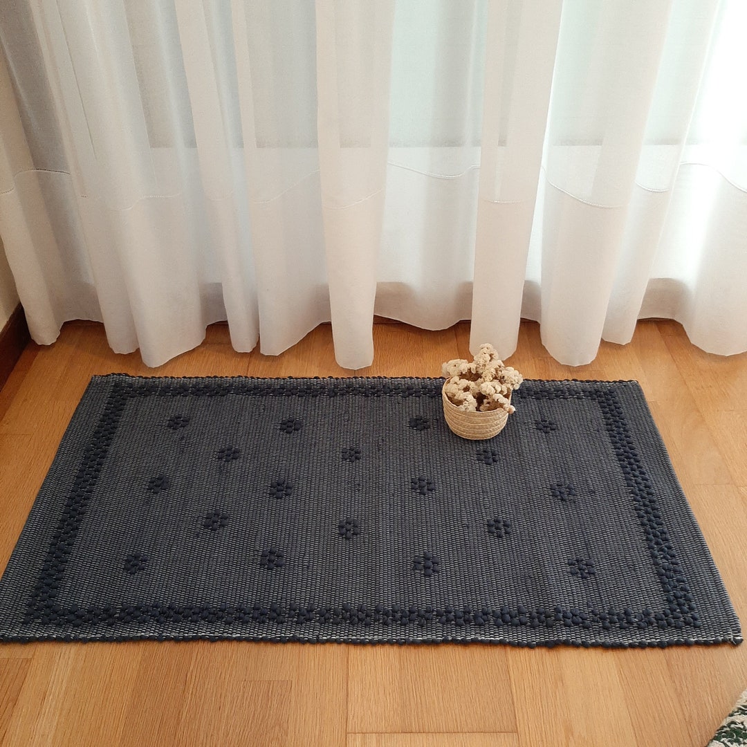 Small Handwoven Marine Blue Rug / Rugs for Bedroom Rug / Bath Rug ...