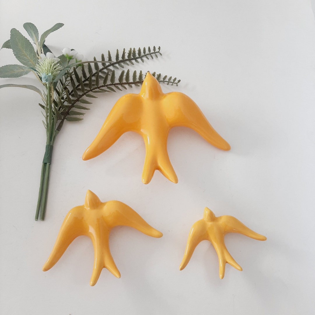 Glazed Yellow Swallows / Ceramic Swallows / Ceramic Glazed Swallows ...