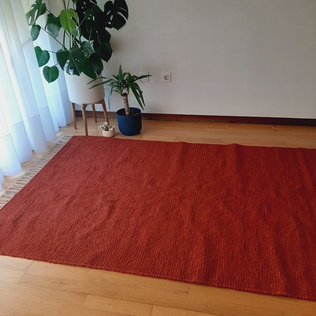 Large Terracotta Rug 140x200cm / Area Rug / Vintage Rug / Soft Rug ...