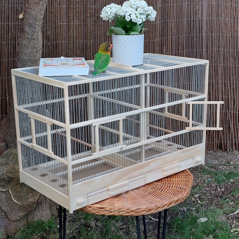 Large Rectangular Bird Cage Full Handmade / Wood Bird Cage / Decorative ...