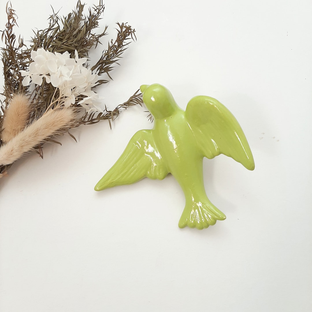 Hand Painted Lime Green Swallow / Bird Figurine / Bird Art / Ceramic ...