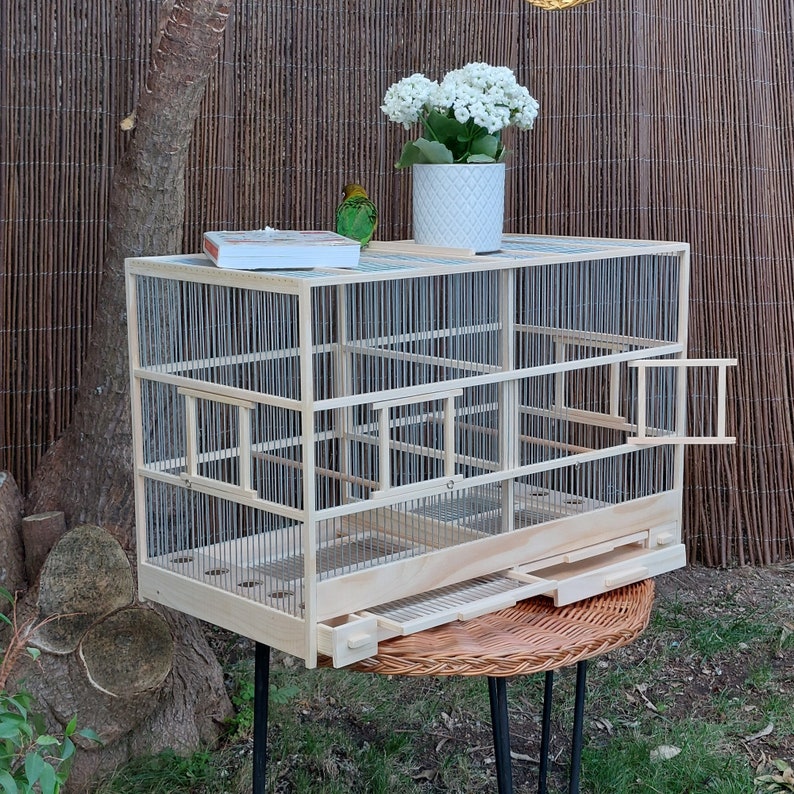 Large Rectangular Bird Cage Full Handmade / Wood Bird Cage / Decorative ...