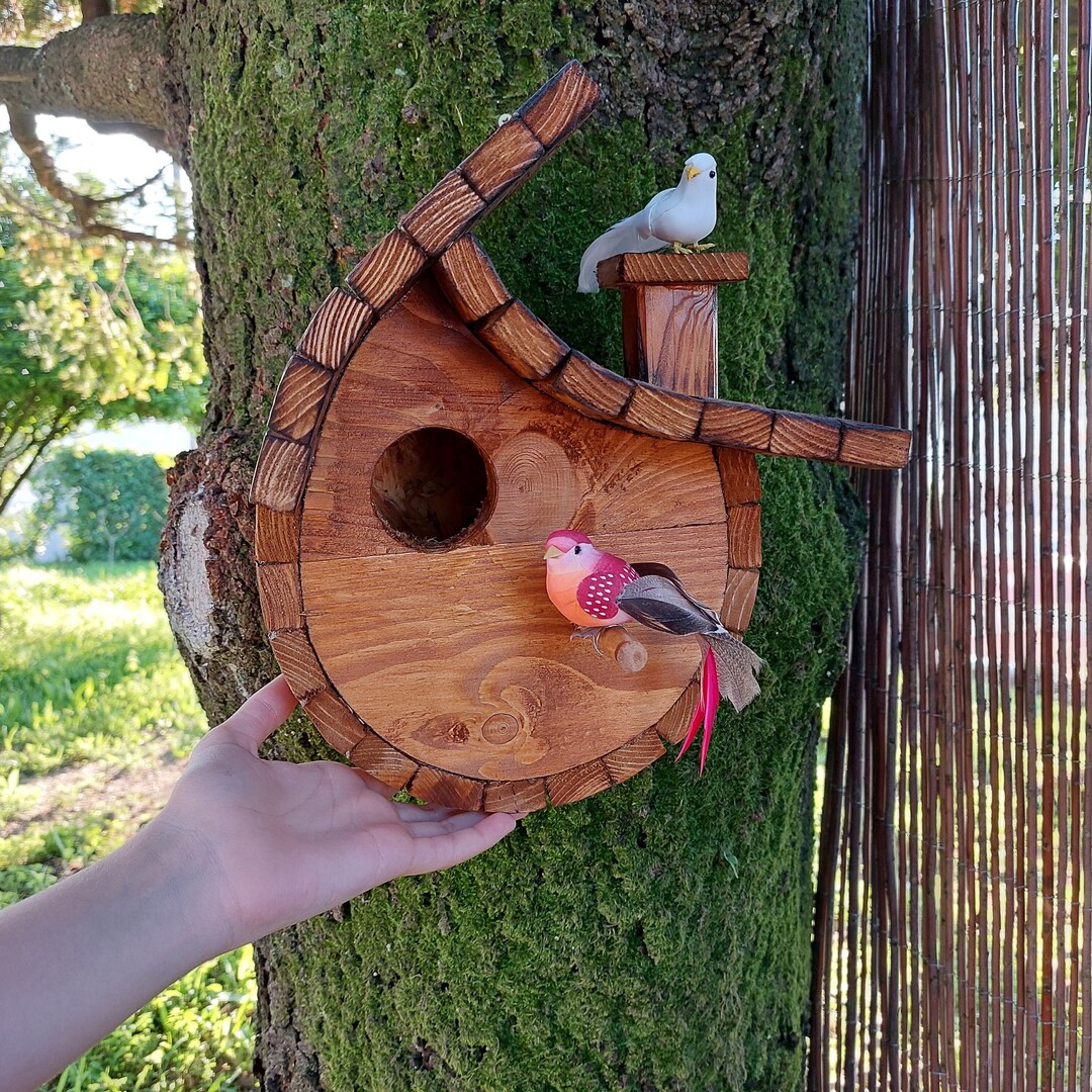 Bird Nest Home / Wood Nest / Brown Rustic Cage / Bird House / Love ...