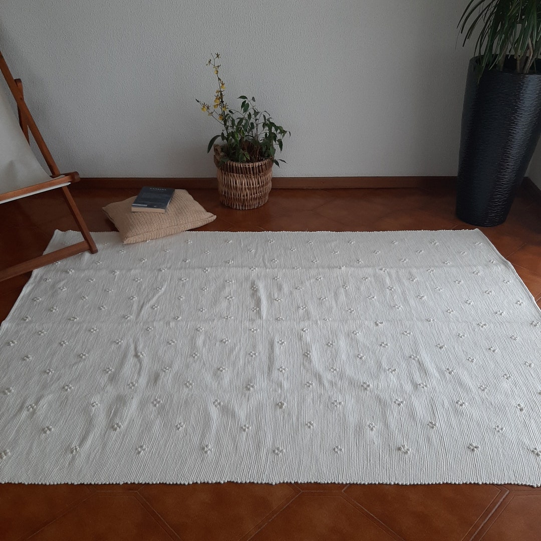 Large White Rug 200x150 Cm / Nursery Rug / Cotton Rug / Living Room Rug ...