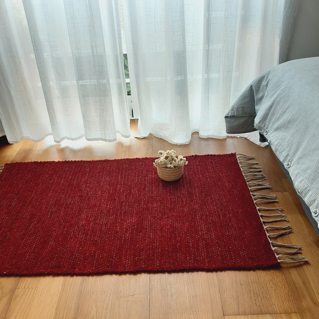 Medium Red Wine Rug / Rag Rug / Living Room Rug / Bathroom Rug ...