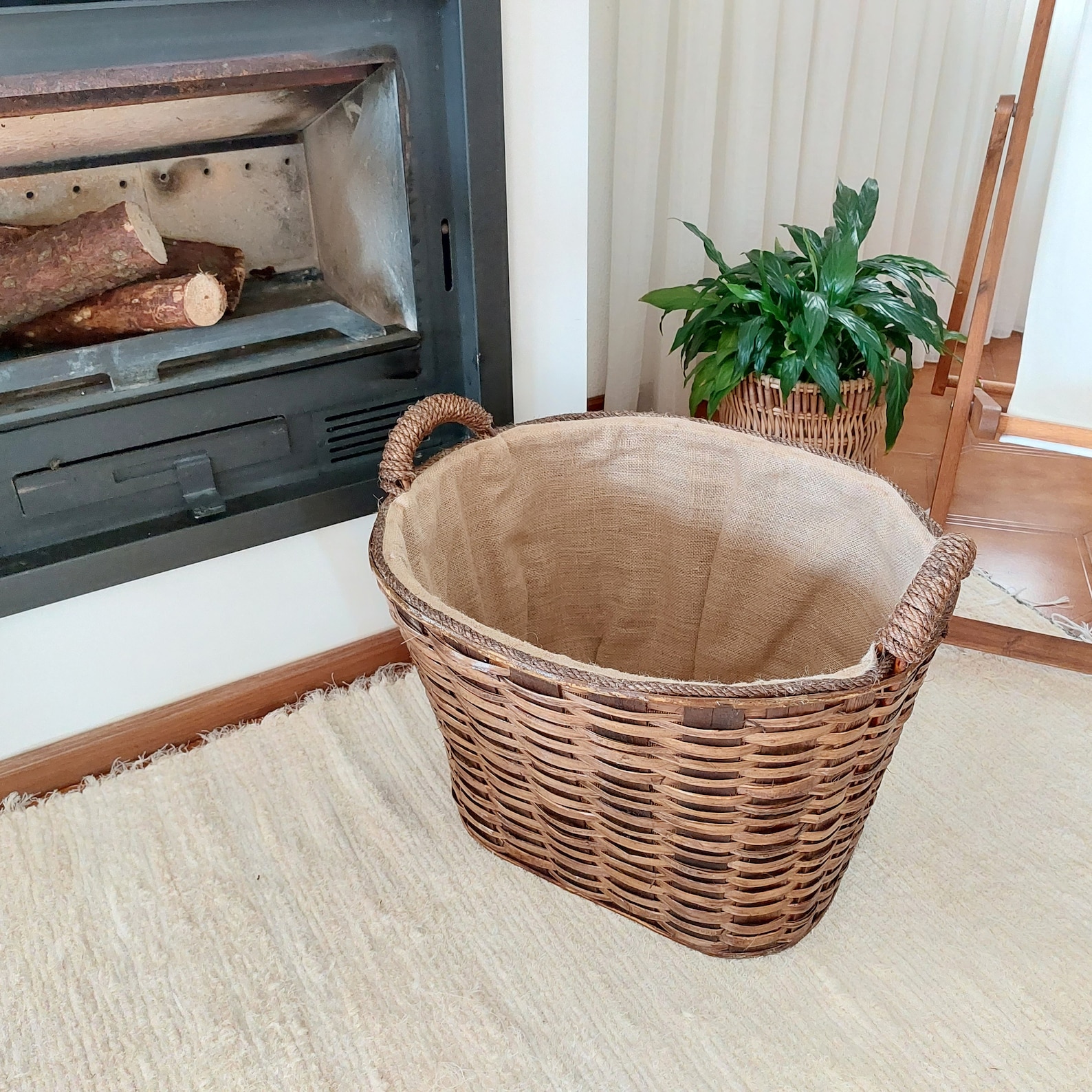 Large Wicker Basket / Firewood Basket / Farmhouse Basket / - Etsy