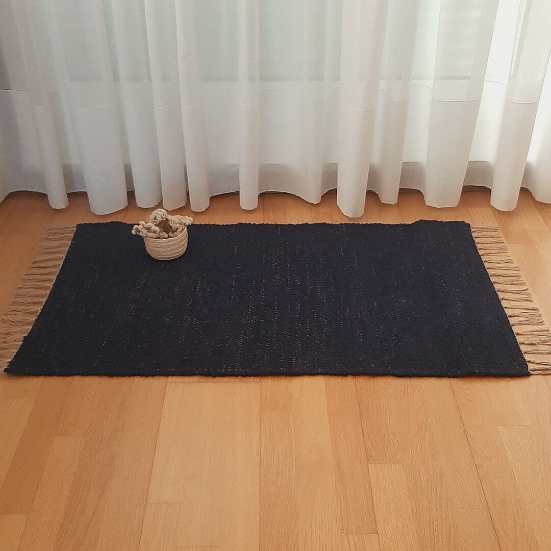 Small Dark Blue Rug / Super Soft Rug / Handmade Rug / Cotton Rug ...