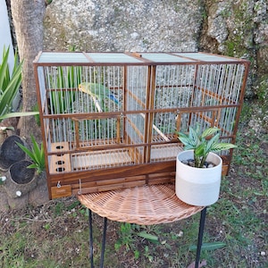 Large Rectangular Bird Cage Old Brown / Handmade Cage / Canary Cage ...