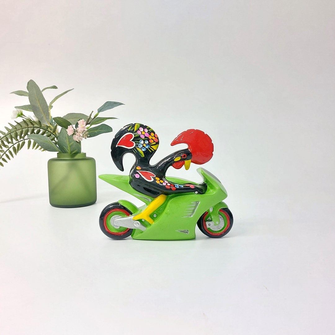 Green Track Motorcycle With Multicolor Rooster / Track Motorcycle ...