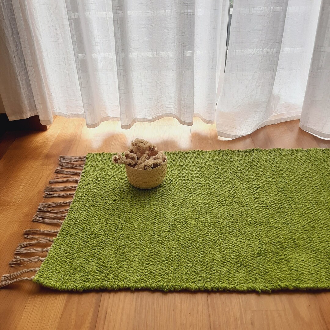 Mini Pear Green Rug / Cotton Rug / Soft Rug / Colorful Rug / Mini Rug ...