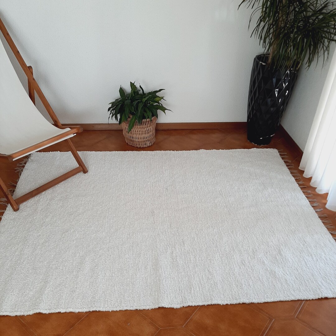 Pure White Rug 100x150cm / Boho Rug / Cotton Rug / Super Soft Rug / Rug ...