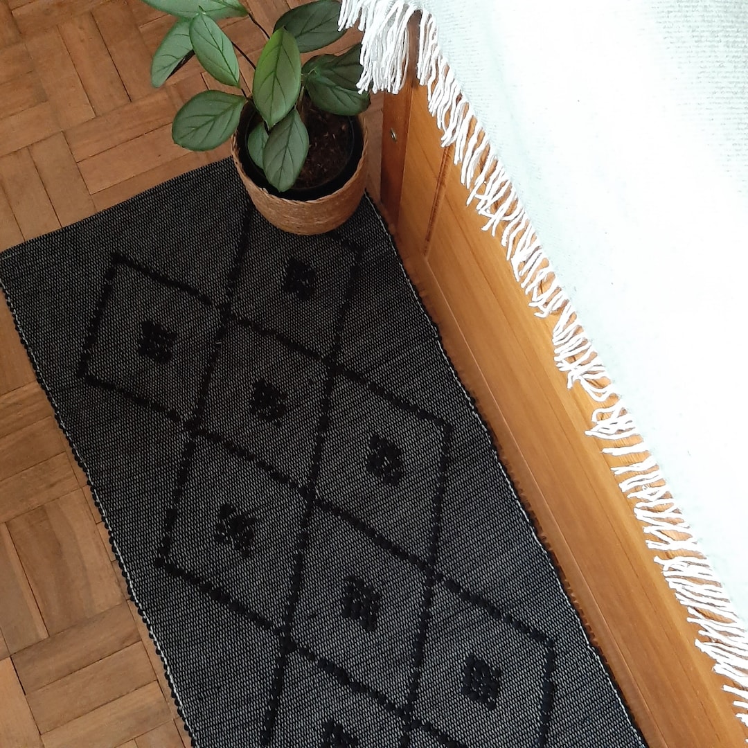Long Runner Rug Black 200cm / Kitchen Rug / Rug Runner / Floor Rug ...