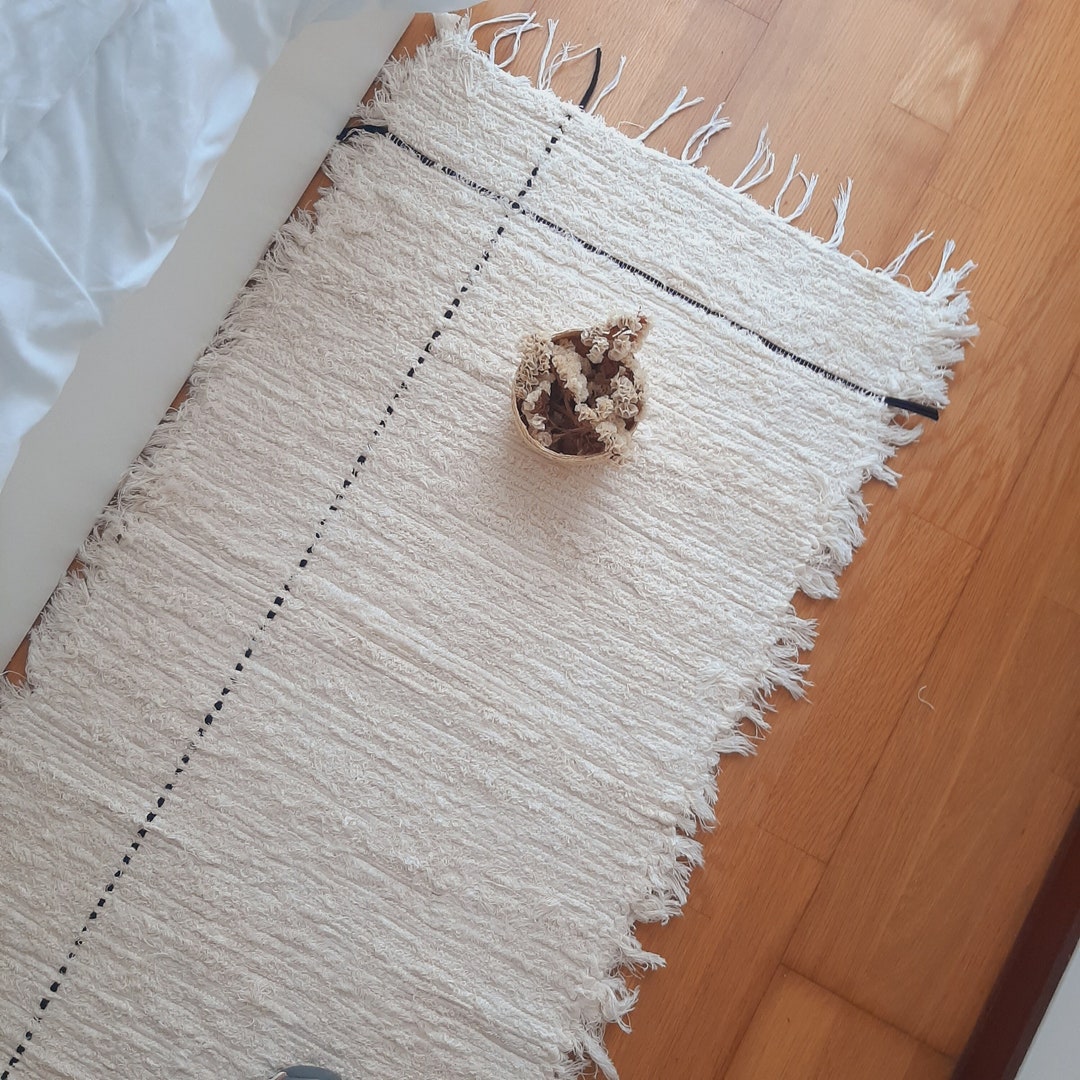 Rug Runner Cream With Black Line L 150cm / Runner Rug / Bath Rug ...