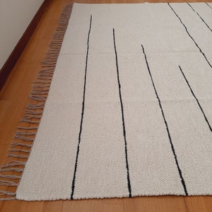 Extra Large Cream and Black Rug 300x200cm/ Dinning Room Rug / Modern ...