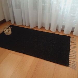 Small Black Rug / Handmade Rug / Living Room Rug / Cotton Rug / Kitchen ...