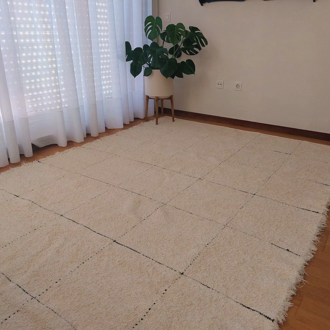 Extra Large Cream and Black Rug 300x200cm / Contemporary Rug / Super ...